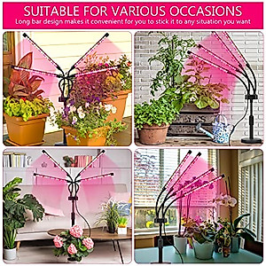 Grow Lights for Indoor Plants, Four Head LED Grow Light with Full Spectrum & Red White Spectrum for Indoor Plant Growing Lamp, Adjustable Gooseneck, Suitable for Plants Growth