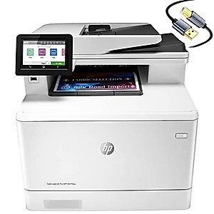 HP Color Laserjet Pro Multifunction M479fdw Wireless Laser Printer for Business, White - Print Scan Copy Fax - 28 ppm, 600x600 dpi, Auto 2-Sided Printing, 50-Sheet ADF, Ethernet, Cbmou Printer＿Cable