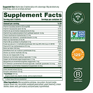 MegaFood Men's 55+ Advanced Multivitamin for Men - Doctor-Formulated -Choline, Vitamin D, Vitamin B12 – Plus Real Food – Brain Health Supplement for Adults & Immune Support - 60 Tabs (30 Servings)