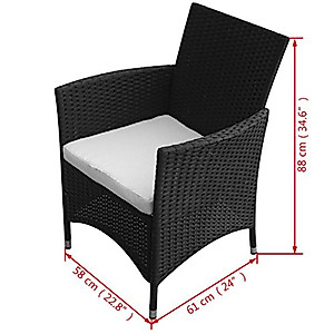 Festnight 9 Piece Outdoor Patio Dining Set Black Poly Rattan Glass Top Dining Table and 8 Chairs with Cushions Sectional Conversation Set Backyard Garden Furniture Space Saving