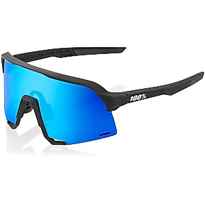 100% S3 Sport Performance Cycling Sunglasses (MATTE BLACK - HiPER Blue Multilayer Mirror Lens)