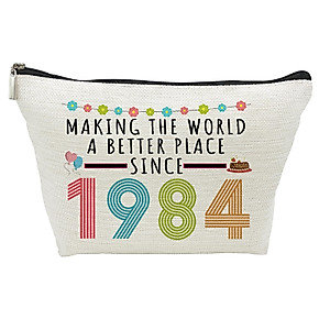 40th Birthday Gifts for Women, Funny 40 Year Old Gift Makeup Bag, 1984 40th Birthday Makeup Bags for Her, Mom, Aunt, Wife, Sister, Coworker, Friend, Making The World a Better Place Since 1984