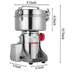 APWONE 2000gram Electric Grain Mills Grinder Powder LCD Digital Stainless Steel Ultra Grinder Machine for Kitchen Herb Spice Pepper Coffee Corn