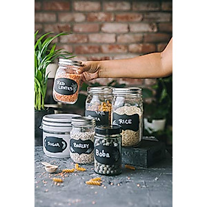 Inspired Designs Floral Chalkboard Label Stickers with 2 Chalk Pens - 120 Pcs Multi-Purpose Chalk Sticker Labels for Storage Bins, Spice Jars - 3.5”x2” Reusable Waterproof Pantry Labels for Organizing