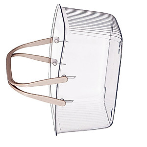 AYNEFY Lightweight Clear Shower Storage Basket with Handle, Drain Holes for Bathroom Toiletries, Pet Supplies