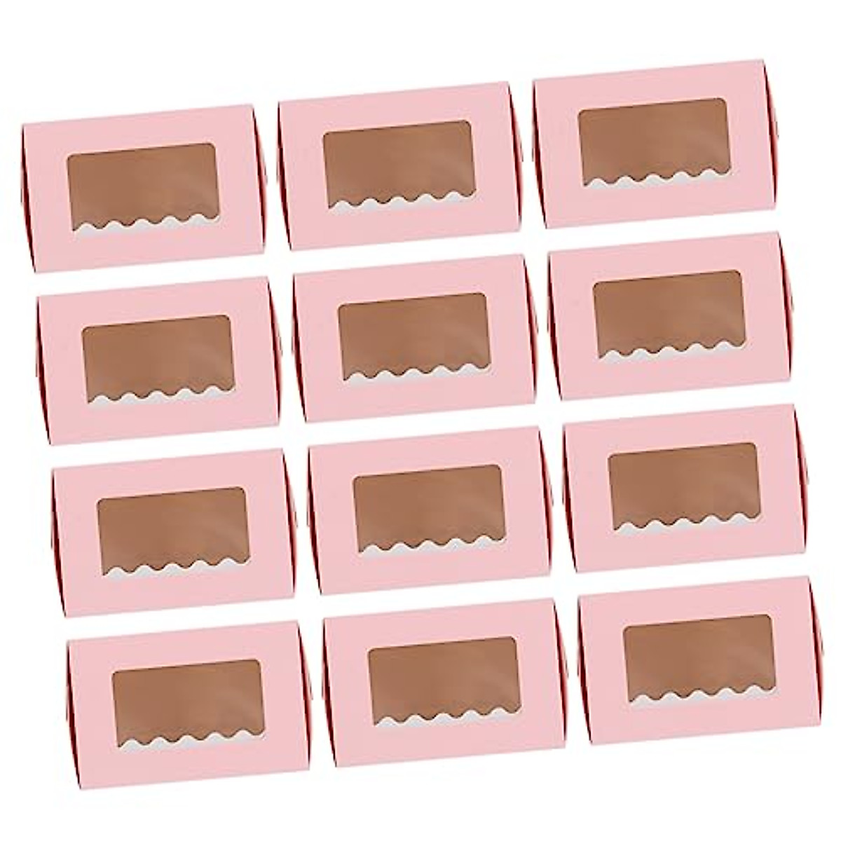 Baluue 12pcs Packaging Boxes Packing Box Clear Cake Stand Pink Containers Mini Cake Boxes Transparent Cake Box Cake Packing Box Disposable Cupcake Containers White Card Pink Dessert Box