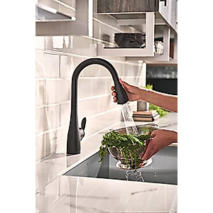 Moen Arbor Matte Black One-Handle Pulldown Kitchen Sink Faucet Featuring Power Boost and Reflex Docking System, Black Kitchen Faucet with Pull Down Sprayer, 7594BL