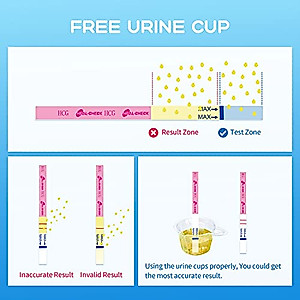 Pregnancy Tests with Cup, 25 Bulk Pregnancy Test Strips for Home Detection, Over 99% Accuracy, Individually Wrapped Fertility Tests, Extra-Wide 5mm HCG Test Kit Comfortable Grip, Pruebas De Embarazo