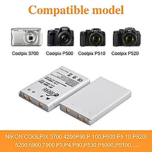 Pickle Power EN-EL5 Battery and LED Charger for Nikon EN-EL5 MH-61 Compatible with Nikon Coolpix 3700, 4200, 5200, 5900, 7900, P3, P4, P80, P90, P100, P500, P510, P520, P530, P5000, P5100, P6000, S10