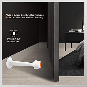 KOVOSCH 10 Pack Solid Rigid Door Stops - Heavy Duty Door Stoppers Wall Protector with Soft Rubber Tips, White