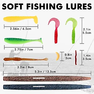 TRUSCEND 232Pcs Essential Fishing Lures Kit, Giftable Fishing Bait Gear Kit for Freshwater, Bass Fishing Tackle Box with Tackle Included Soft Lures, Crankbait, Hook, Weights, Other Accessories for Men