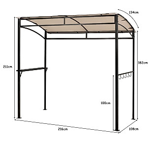 Giantex 7x4.4ft Grill Gazebo, Patio Outdoor Backyard BBQ Canopy Shelter, Soft Top, Heavy-Duty Steel Construction, Storage Shelf, Hanging Hooks, Bear Opening Setting, Anchor Kit (Beige)