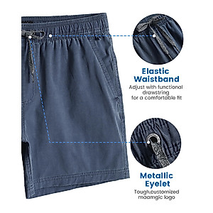 maamgic Men's 5 inch Inseam Shorts Pull-On Relaxed Fit Comfort Stretch Short Shorts with Pocket Washed Blue Large