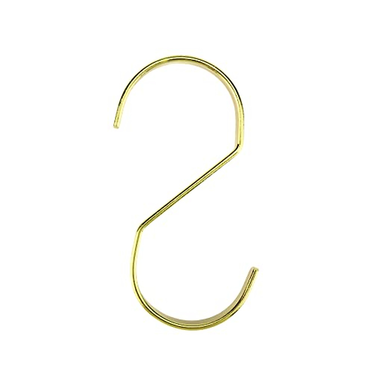 Meprotal 5pcs 4Inch S Hook, Flat S Hooks Heavy Duty Metal Hanging S Hooks for Kitchenware, Pots, Outdoor Plants, Clothes, Towels, Handbags (Gold)