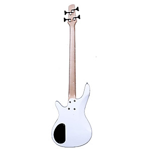 GLARRY Electric Bass Guitar Full Size 4 String Exquisite Stylish Bass with Power Line and Wrench Tool (White)