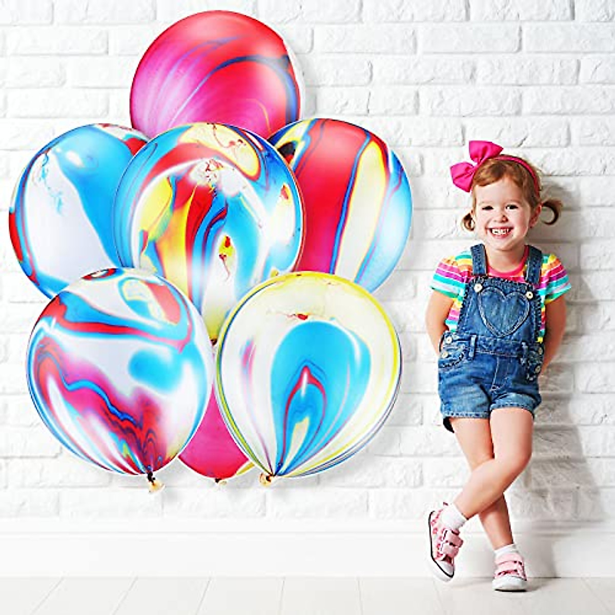 24 Pieces Tie Dye Agate Marble Balloons 10 Inches Tie Dye Swirl Latex Balloons for Theme Party Birthday Party Festival Wedding Baby Shower Decorations (Colorful)