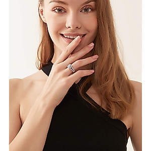 TIGRADE 2CT Wedding Band for Women Cubic Zirconia Engagement Ring Bridal Halo CZ Promise Anniversary Ring Size 3-12, Silver, Size 5.5