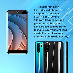 aderroo Unlocked Cell Phone，Y77 Android Smartphone, 5.72-inch IPS Full-Screen，Front and Rear Cameras，1GB RAM 8GB ROM，Only Supports Dual SIM Card Frequency Band of 3GWCDMA ：850/2100MHZ（Black）