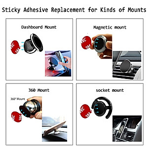 K TOMOTO [10 Pack 3M VHB Sticky Adhesive Pads for Socket Mount Base, Duble Side Heat Resistant Strong Sticker Replacement Tape for Phone Collapsible Grip & Stand Back, 1.3 Inches, Black