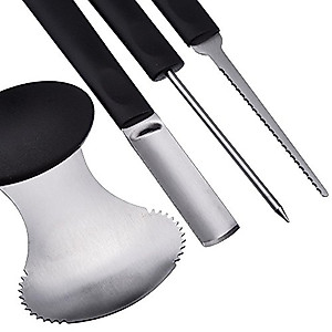 Antner Pumpkin Carving Tools Kit, 4 Pieces Heavy Duty Stainless Steel Carving Tools Set and 6 Pieces Halloween Pumpkin Carved Stencils Stickers