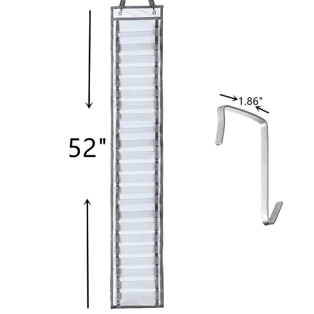 Vinyl Storage Organizer,Vinyl Roll Holder Wall Mount with Door Hooks,Hanging Organizer Storage with 48 Roll Compartments for Craft Room,Door,Closet (52 Grey)