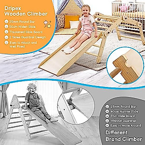 Dripex Pikler Triangle Climber Set, X-Large and Heavy-duty Climbing Frame with More Than 20 Playing Modes, Premium Early Learning Montessori Toy for 2-3 Children Play Together, Cycling Using for Years
