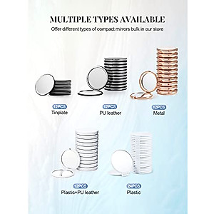 Getinbulk Compact Mirror Bulk, Set of 12 Round Double-Sided 1X/3X Magnification PU Leather (White, 2.8")