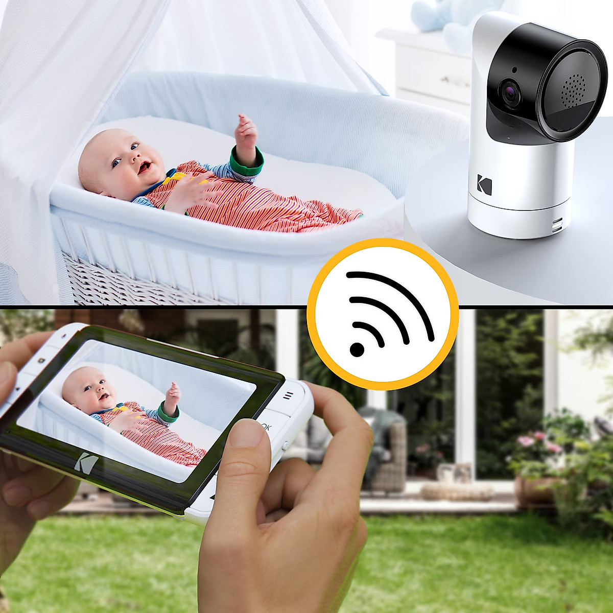 KODAK Cherish C525P Smart Video Baby Monitor, Video for Clear and Confident Check-Ins, User-Friendly Setup and Use and Battery-Life Lasting Through Naptimes or The Whole Night