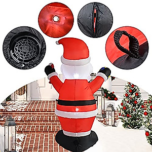 MRTREUP 5 ft Christmas Inflatables Santa Claus with LED Lights for Holiday Outdoor and Indoor Yard Decoration, Christmas Inflatable Outdoor Smiley Santa Claus Holding Gift Box and Candy Cane