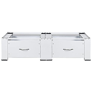 Double Washing and Drying Machine Pedestal with Pull-out Shelves Base Stand Stacking Kit Shelf Dryer Mini Refrigerator Cabinet Stackable Kit Utility Room, Washing Room With Drawer 50"x21.5"x12.8"