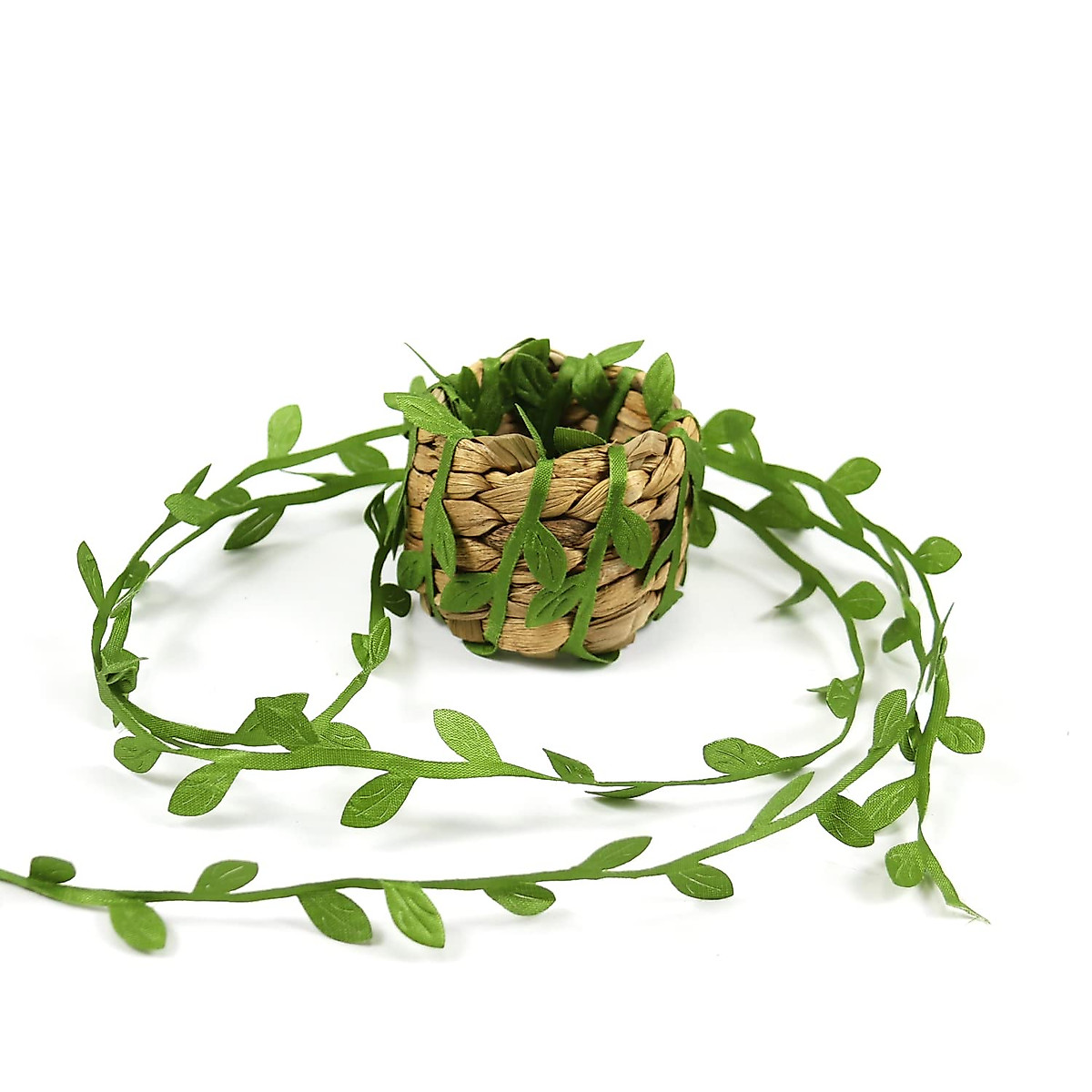 Namzi 265Ft Leaf Ribbon, Artificial Vines Leaves String, Jungle Botanical Greenery, Fake Vines Olive Leaf Garland, for Party Wedding Garden Home Decoration and DIY Craft