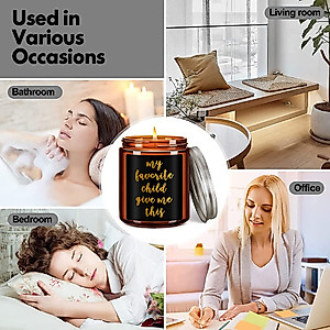 LOZACHE Mothers Day Mom Gifts Set for Women, My Favorite Child Give Me This Coffee Mug, Scented Candle, Keychain and Greeting Card, Mothers Day Birthday Gifts from Daughter Son