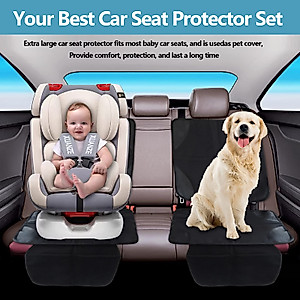 Car Seat Protector for Child Car Seat + Car Organizer Back Seat 4 Pack Kick Mat Car Seat Cover for Baby Carseat Waterproof for Leather CarSeats