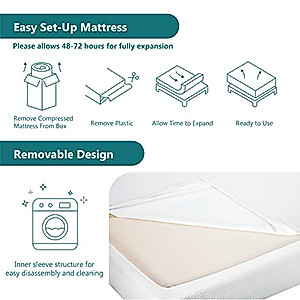 HOMES: Inside + Out Zinne Queen Mattress, 8 Inch Memory Foam Mattress Gel Mattress Twin for Cool Sleep Pressure Relief, Medium Firm King Mattress CertiPUR-US Certified/Bed-in-a-Box/Pressure Relieving