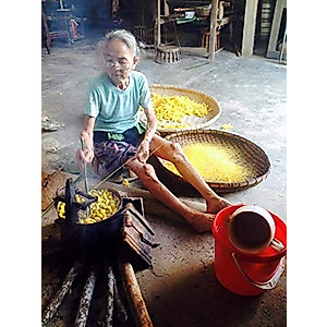 Mimi Organic 100% Natural Mulberry Silk Hand Face Yoga Towel 2 Layer | Newborn Baby and Woman | Heavenly Soft Washcloth 12x12in 1pc, Natural Yellow No Bleached No Dyed