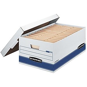Bankers Box Fellowes 00702 Store/File Medium-Duty Storage Boxes with Lift-Off Lid, Legal, 12 Pack (00702)