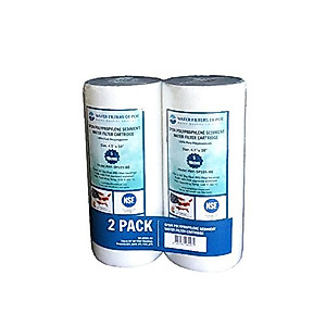 WFD, WF-SP105-BB 4.5"x10" 5 Micron Sediment Water Filter Cartridge, Spun Polypropylene, Fits in 10" Big Blue (BB) Housings of Filtration Systems for Whole House (2 Pack)