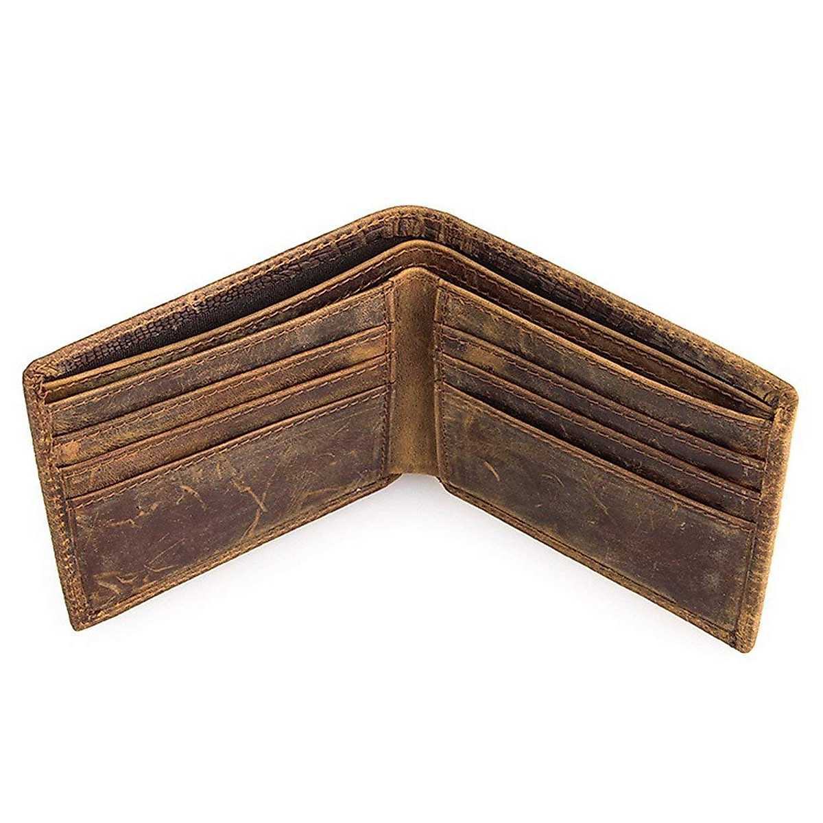 HRS Crocodiile Wallets for Men- Ultra Slim Genuine Leather Mens Bifold Wallet Vintage Personal with Alligator Embossed