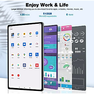 Android 13, Octa-Core, 8 inch Tablet, 256GB Bluetooth, WiFi, Fast Charging, Dual Camera Google GMS Certified Games Parental Control with Case((Black)