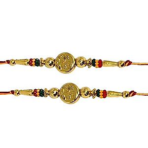TheNext7 OM Rakhi for Brothers, Om Design Rakhi Thread Raksha Bandhan Gift for Your Brother Vary Color and Multi Design - Set of 2