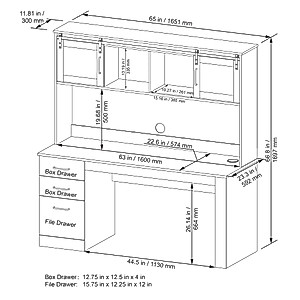 Realspace® Peakwood 65"W Computer Desk With Hutch And Wireless Charging, Smoky Brown