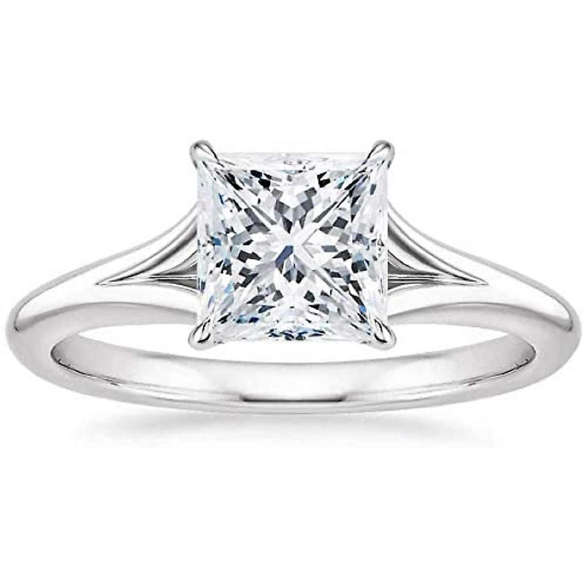 Moissanite World Princess Cut 2 Carat Moissanite Engagement Ring, Wedding Ring, Eternity Sterling Silver Ring Set, Anniversary/Christmas/Birthday/Valentine's Day Jewelry Gift (10.5)