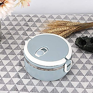 Yosoo 0.7L Capacity Lunch Box, Portable Stainless Steel Blue Thermal Insulated Rice Noddles Lunch Box Good Sealing Food Container with Air Hole (Single Layer)