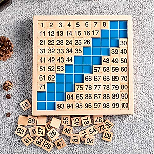 MERRYHEART Wooden Montessori Math Hundred Board, Counting to 100 for Kindergarten, 1-100 Number Board for Toddlers, Counting Toy for Math, Montessori Math Game Board with Storage Bag