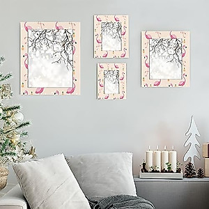 POFATO Pink Flamingo Bird Pineapple 4x6 Picture Frame Wood Photo Frame for Tabletop Display Wall Mount Picture Frame Display 4x 6 Inch Photo Wall Decor Home Gift Frames