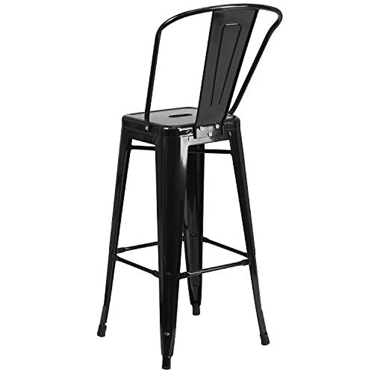 Flash Furniture Lily Commercial Grade 4 Pack 30" High Black Metal Indoor-Outdoor Barstool with Removable Back