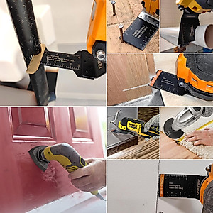 AMZWEI 154 Metal Wood Oscillating Tool Blade, Titanium Oscillating Saw Blades with Sandpaper, Quick Release Multi Tool Blades Kits for Dewalt Ryobi Milwaukee Rockwell Fein Makita