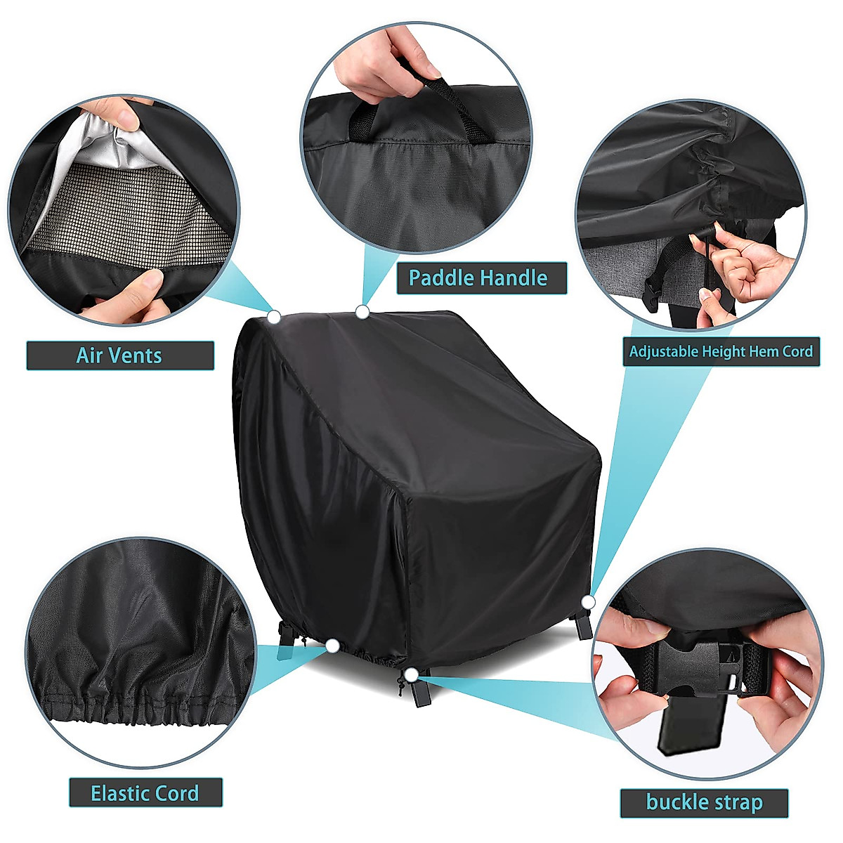 VARIETYFACE Outdoor Furniture Covers,Patio Chair Covers Waterproof, Lawn Furniture Covers Outdoor Fits up to 36W x 37D x 36H inches 2 Pack Black