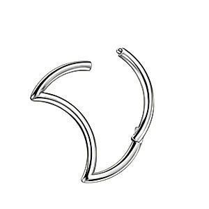 FANSING 18g Cartilage Earring Hoop Silver 18 Gauge Daith Earrings for Women 18 Gauge Earrings for Rook Piercing Jewelry Surgical Steel Helix Earring 8mm Moon Piercing Earring