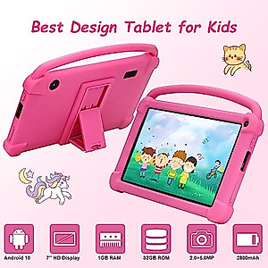 Kids Tablet 7 inch, Android Tablet for Kids, 16GB ROM, Support 128GB Expand, with Parental Control, Google Certified Toddler Tablet, WiFi, Bluetooth, Dual Camera Tablet with Silicone Case